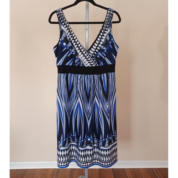 Tiana B. | Dresses | Tiana B Black Blue White Sleeveless Midi Dress ...